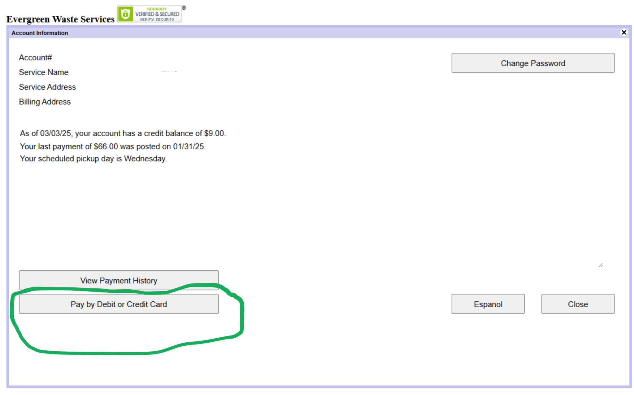 Make a Payment – Evergreen Waste Services